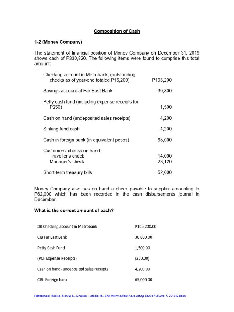 INTACC1 Cash Exercises Empleo | PDF | Debits And Credits | Banks
