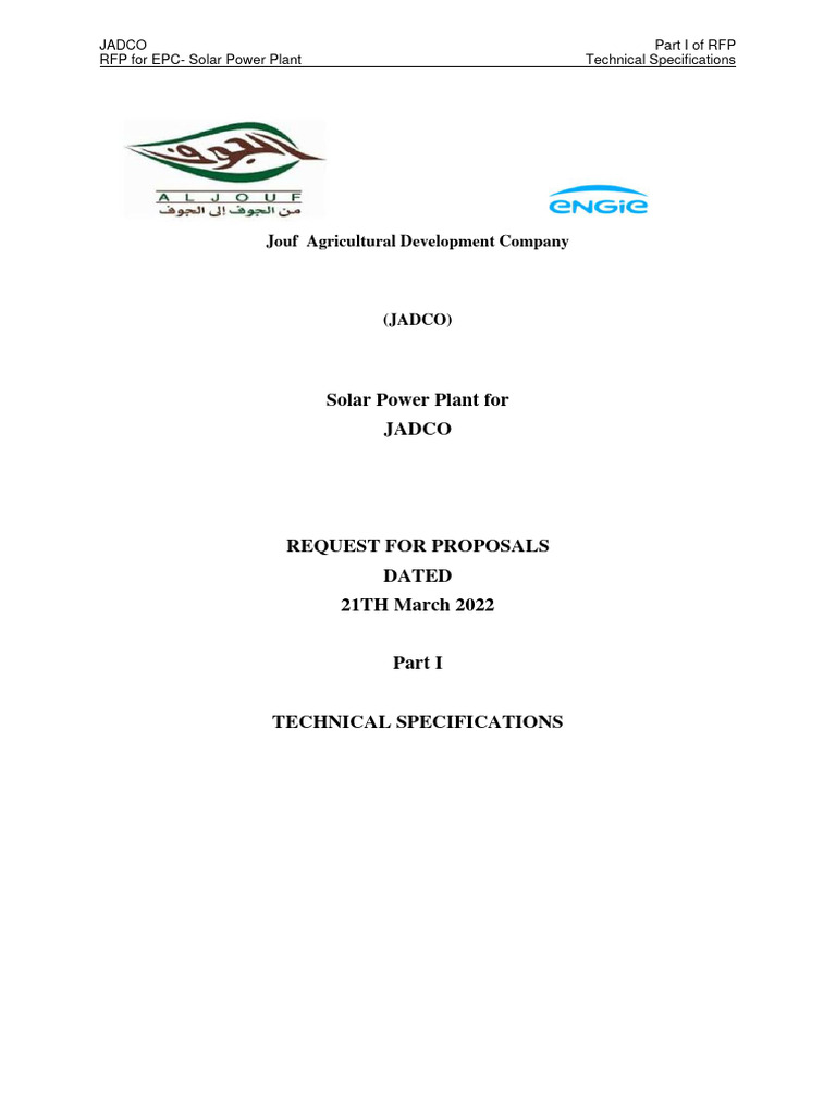 Part I-Technical Specifications-V4 | PDF | Photovoltaics | Solar Power