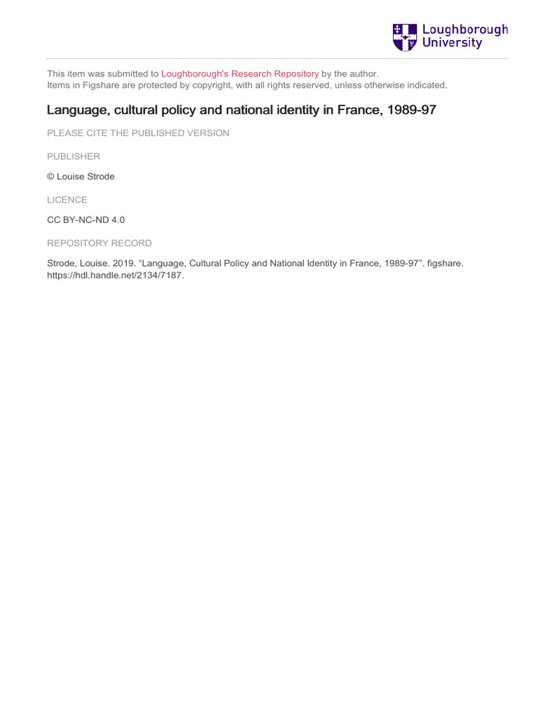 Language, Cultural Policy and National Identity in France, 1989-97 ...
