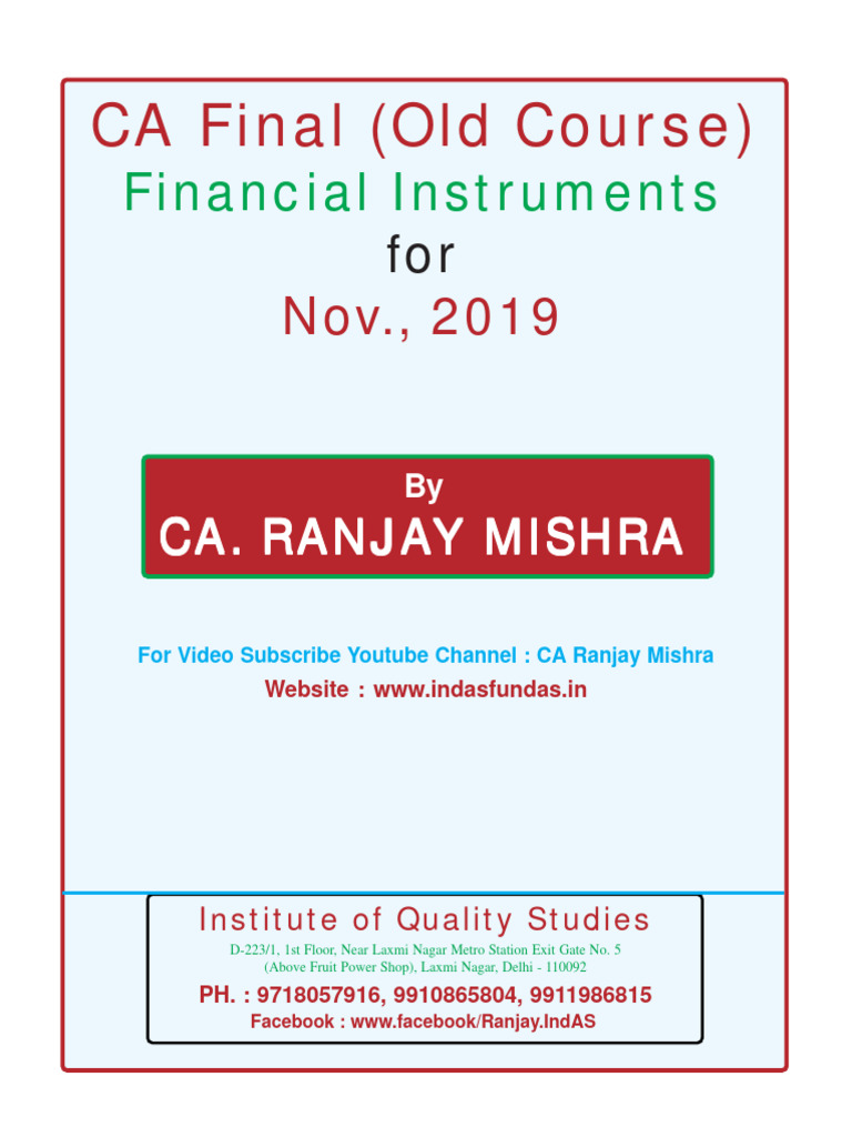 Financial Instruments Analysis for CA Final | PDF | Preferred Stock ...