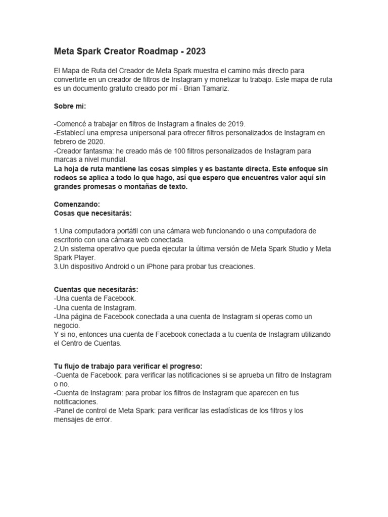Meta Spark Creator Roadmap - 2023 | PDF | Facebook | Diseño gráfico