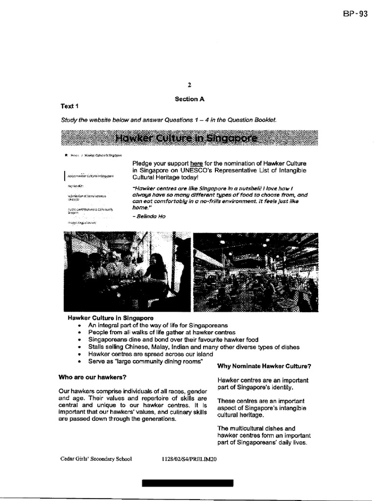 Singapore O Level English Cedar EL Paper - Insert+Booklet | PDF