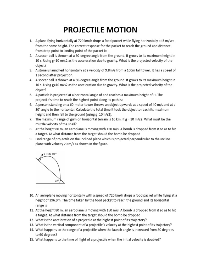 Projectile Motion Questions | PDF