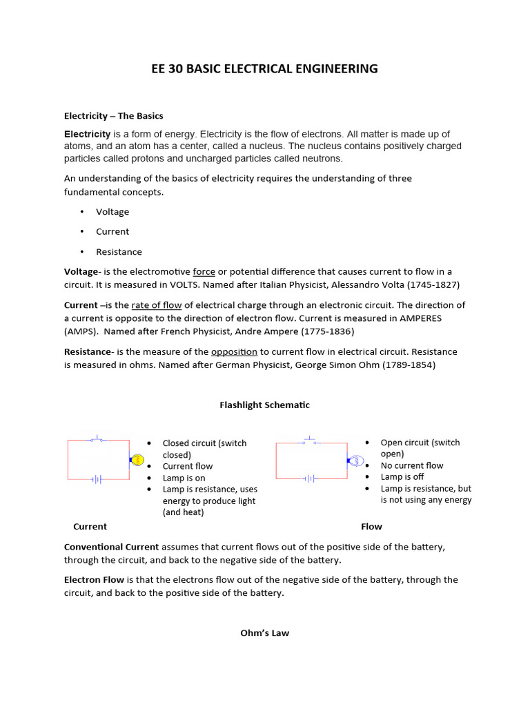 Basics of Electrical Engineering | PDF | Electric Current | Voltage