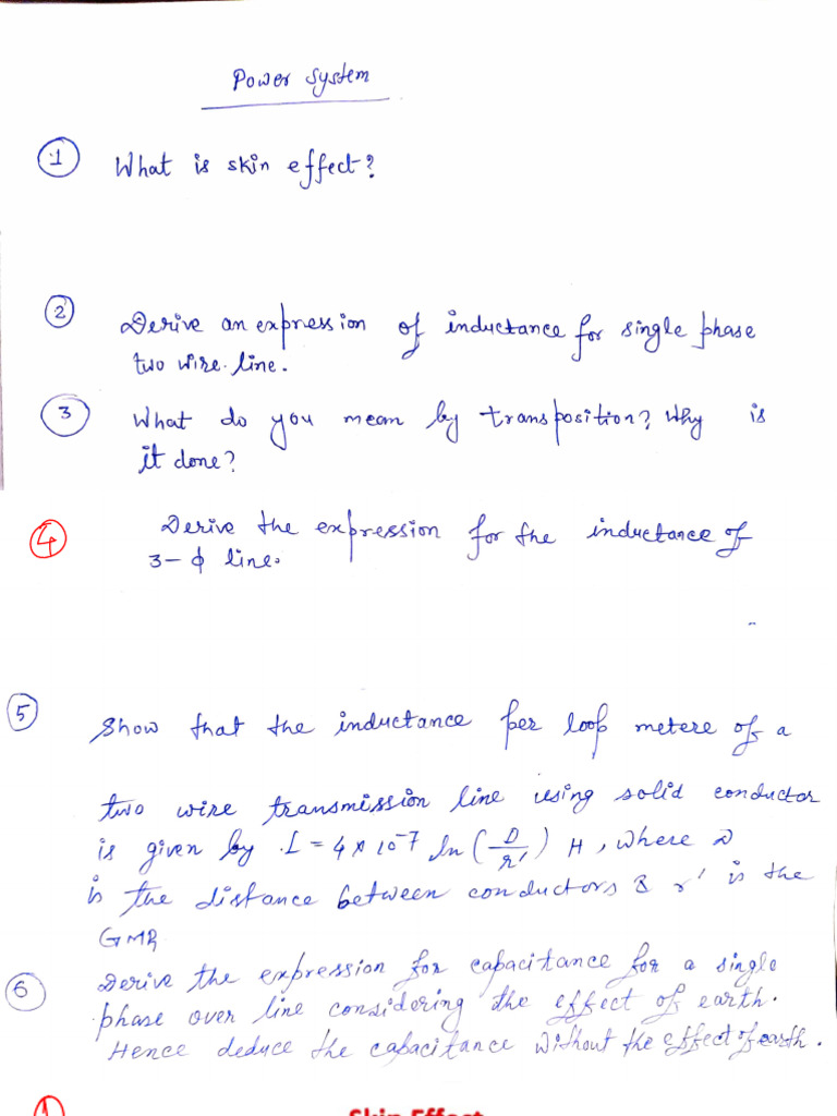 Power System Questions | PDF | Electrodynamics | Physical Phenomena