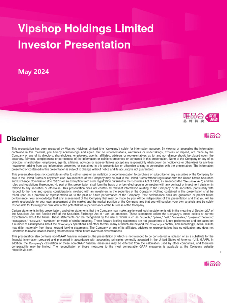 VIPS May 2024 Investor Presentation | PDF | Brand | Retail