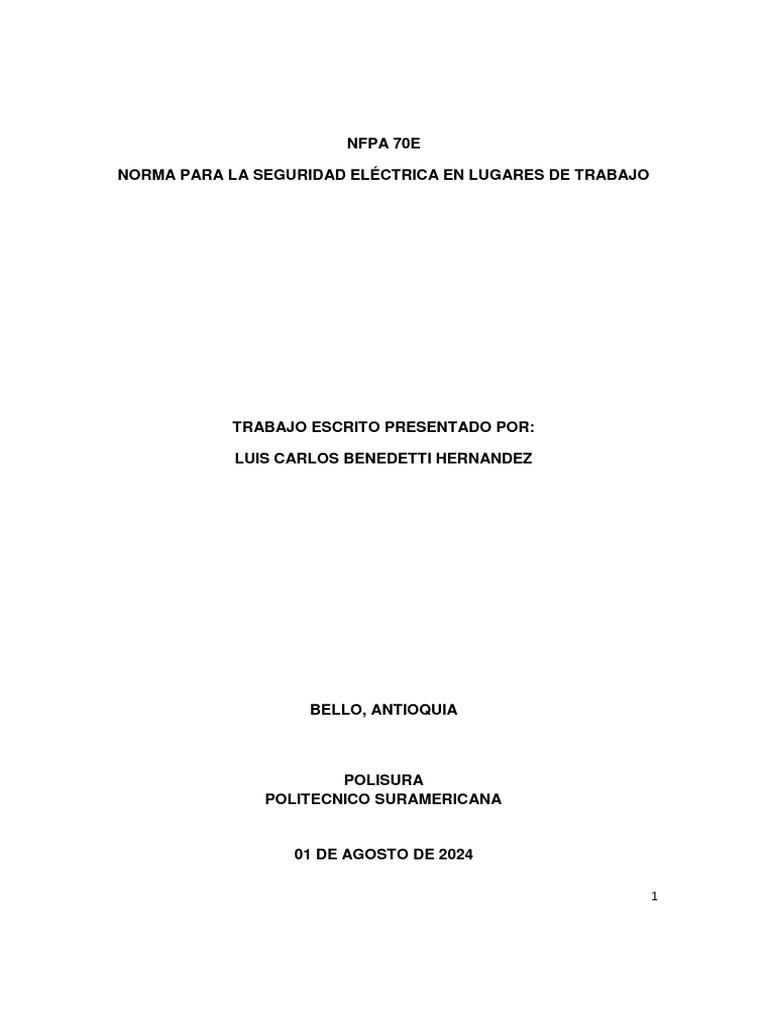 Resumen NFPA N70E | PDF | Ingenieria Eléctrica | Electricidad