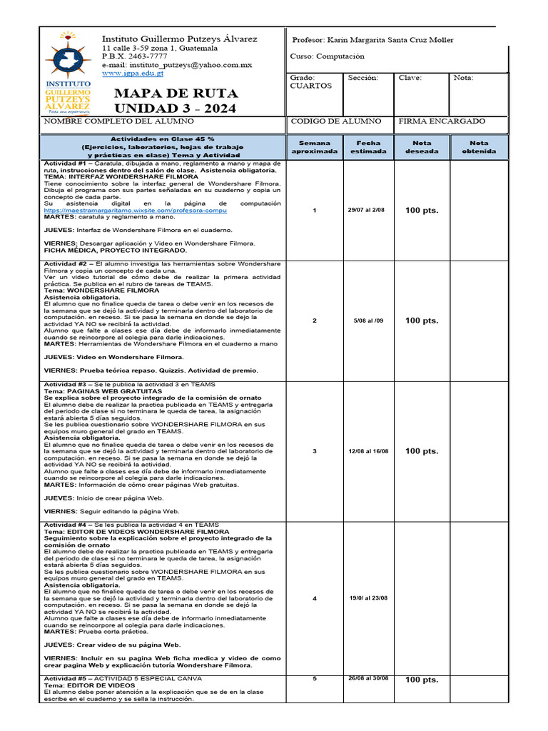 Cuartos Baco Mapa de Ruta Unidad 3 2024 | PDF
