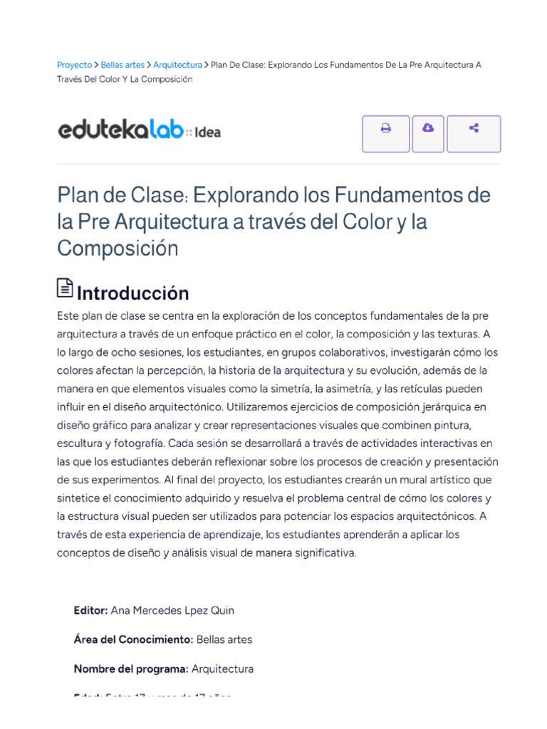 Plan de Clase - Explorando Los Fundamentos de La Pre Arquitectura A ...