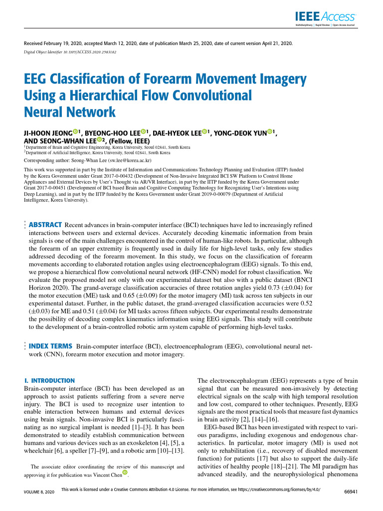EEG Classification of Forearm Movement Imagery Using A Hierarchical Flow Convolutional Neural ...