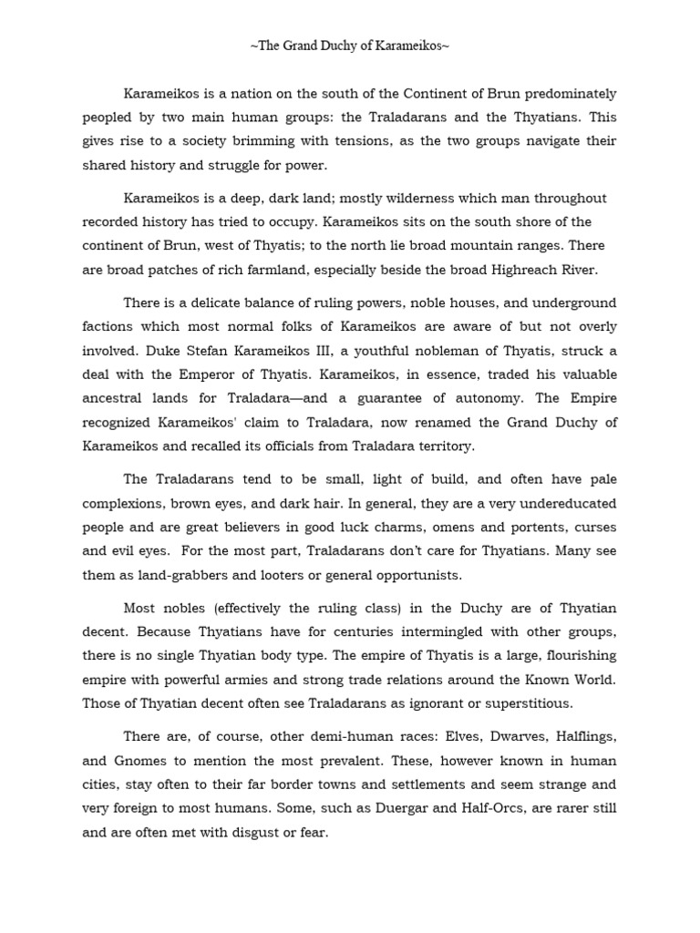 Overview of the Grand Duchy of Karameikos | PDF | Dwarf (Dungeons ...