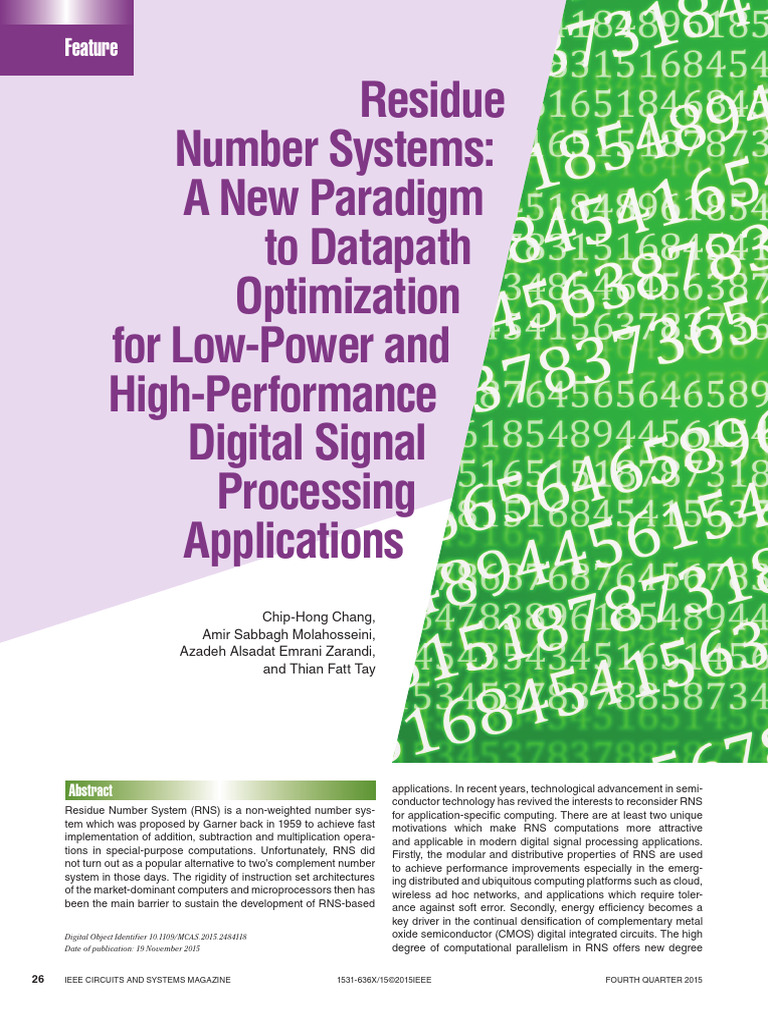 Residue Number Systems Rns Pdf Digital Signal Processor Digital