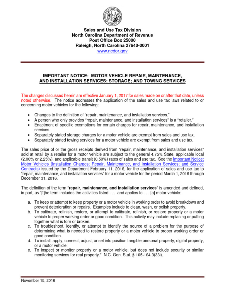 In Motor Vehicle Rmi Storage Towing Services | PDF | Use Tax | Taxes