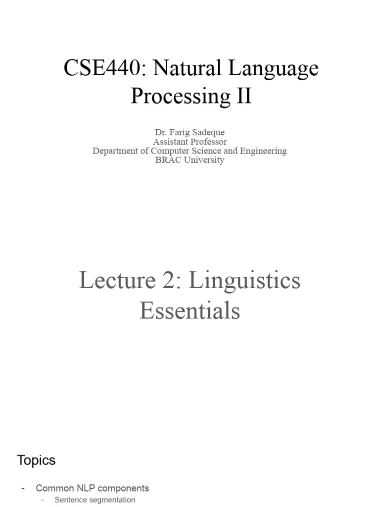 02 Linguistics Essentials | PDF | Part Of Speech | Word