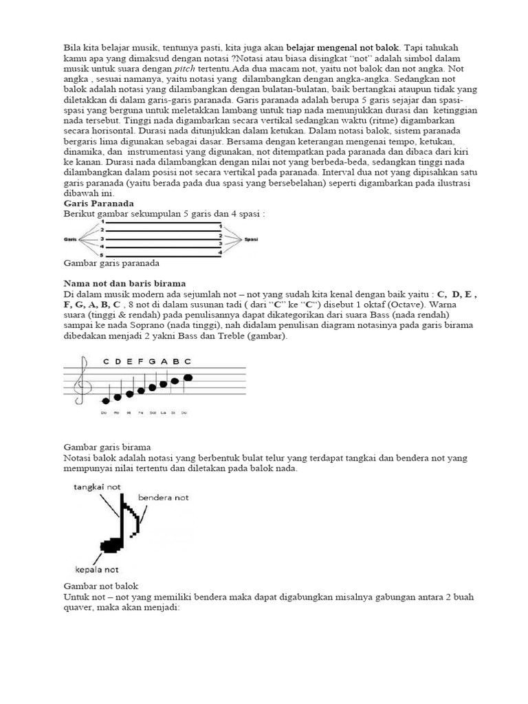 Belajar NOT BALOK DASAR Musik | PDF