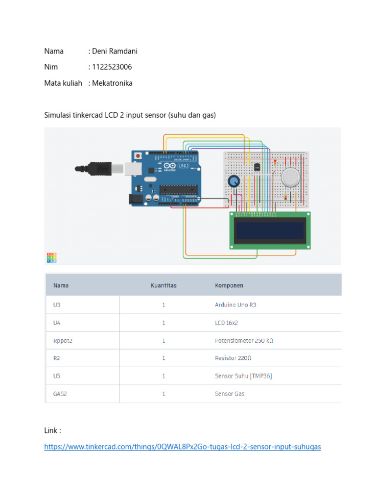 Tugas Tinkercad LCD 2 Input Sensor | PDF | Computer Programming | Software Engineering