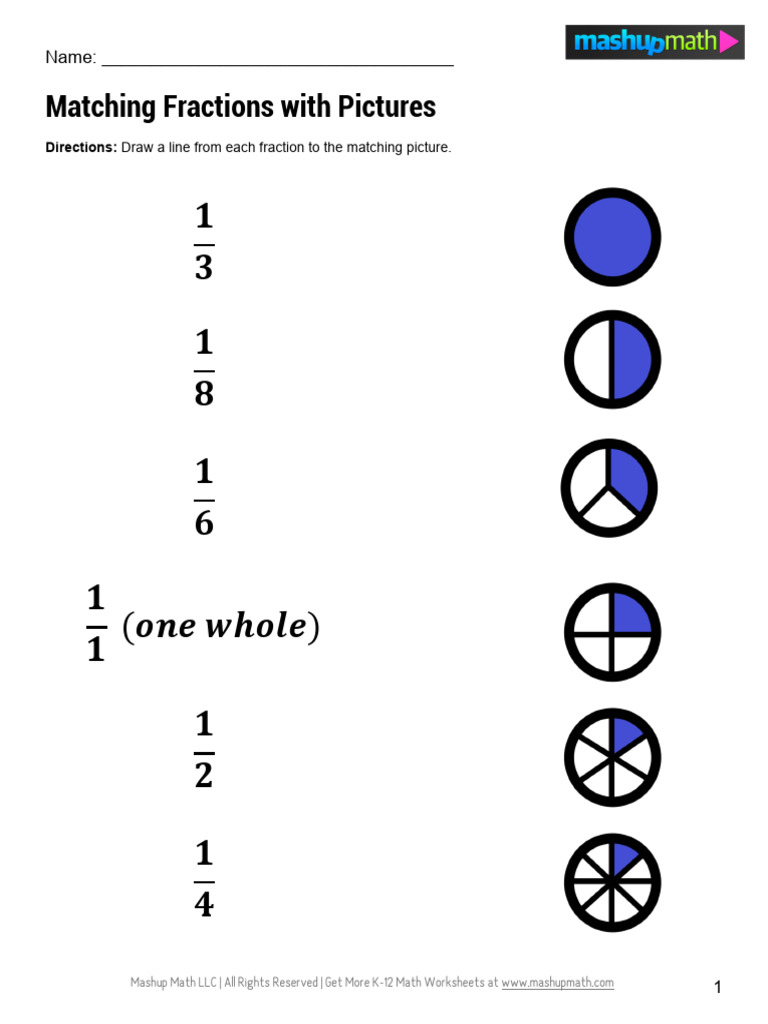 Matching Fractions Worksheet for Kids | PDF | Teaching Methods & Materials
