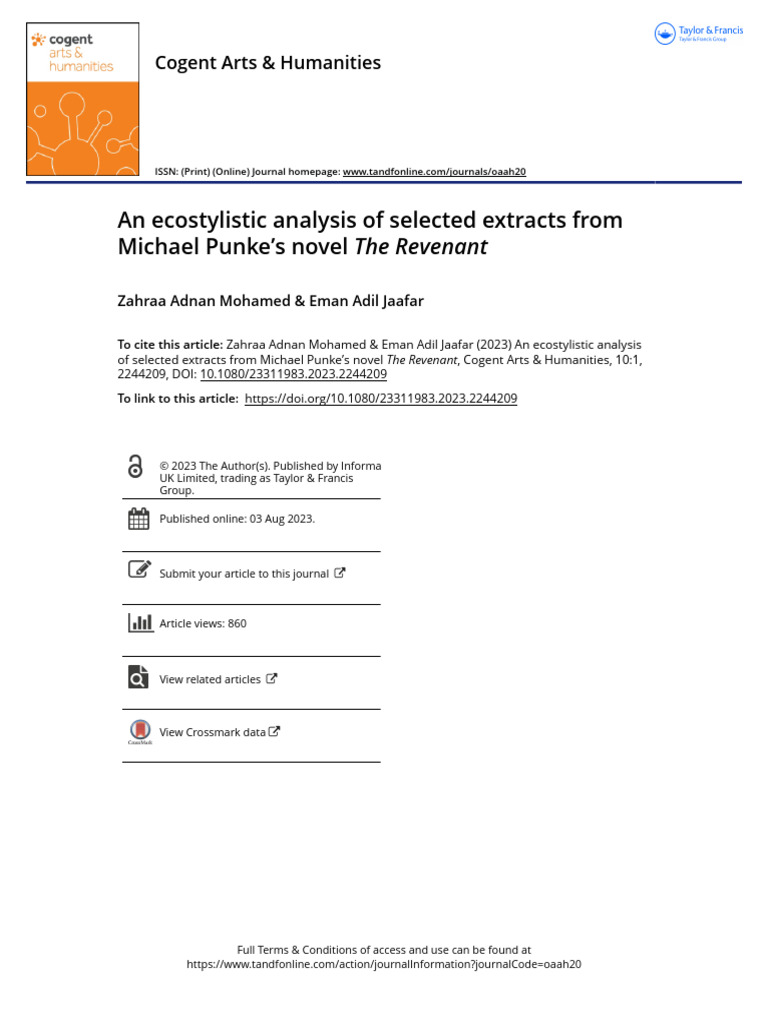 An Ecostylistic Analysis of Selected Extracts From Michael Punke S ...