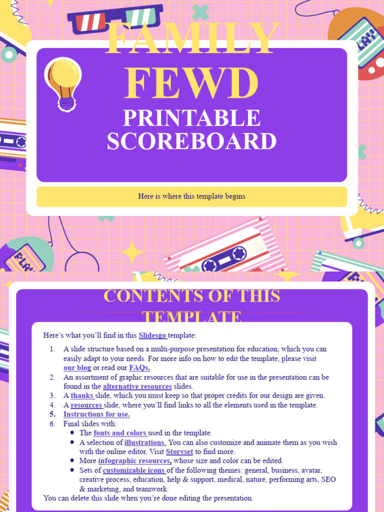Family Fewd Printable Scoreboard by Slidesgo | PDF | Cakes