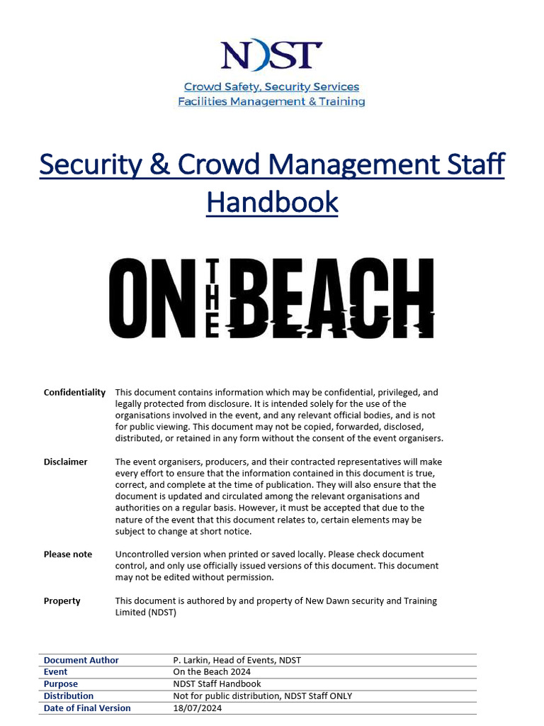 NDST X Otb Staff Handbook 2024 | PDF | Identity Document | Fires