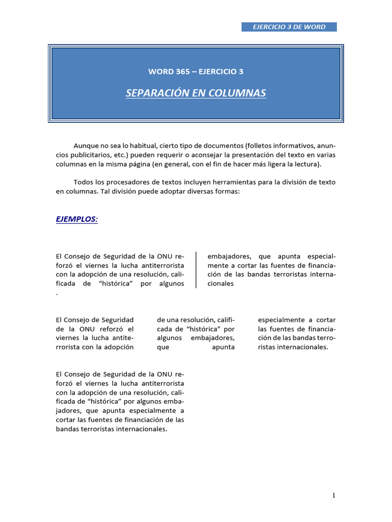Separación de Texto en Columnas en Word | PDF | Informática