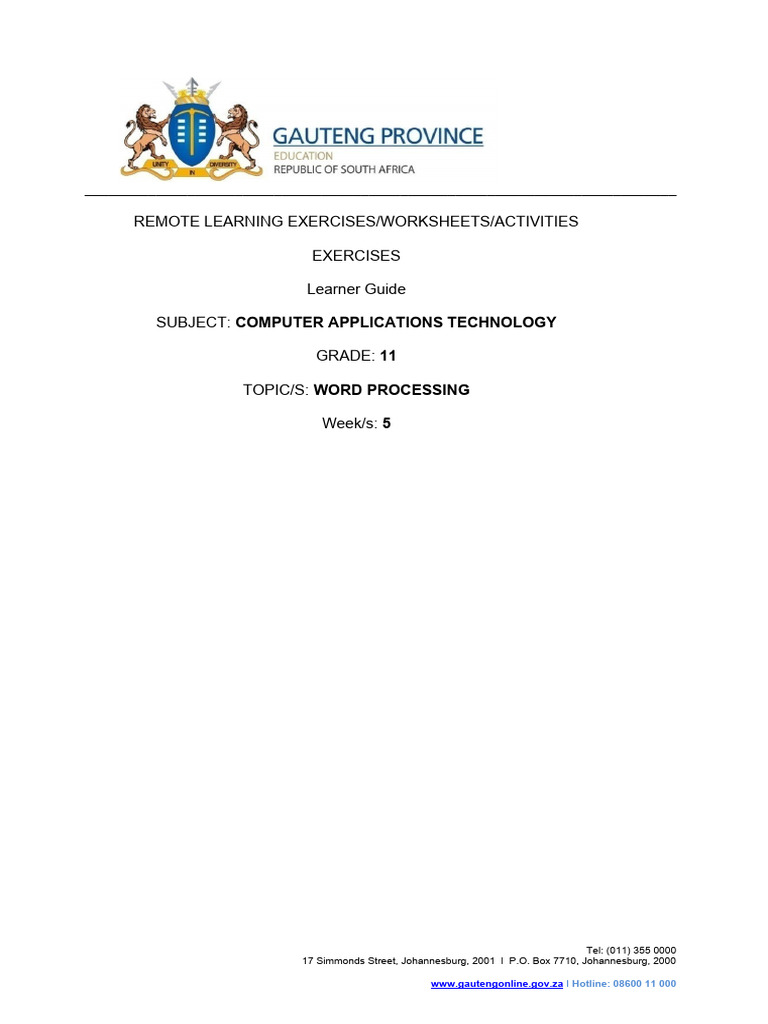 CAT Grade 11 Term 1 Week 5 LG | PDF | Document | Computer Science