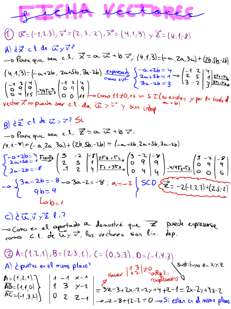 Ficha Vectores | PDF | Rectángulo | Geometria clasica