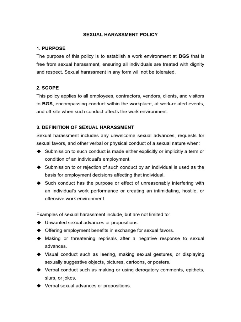 Sexual Harassment Policy | PDF | Sexual Harassment | Harassment