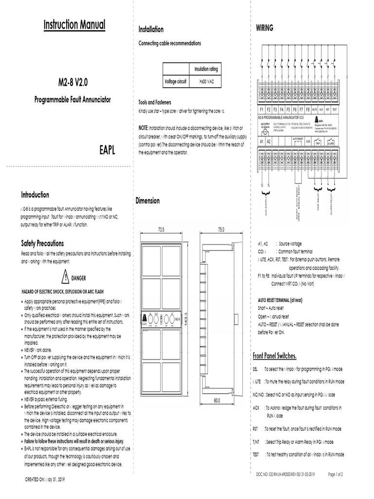 Eapl m2 8 Alarm Annunciator by Shree Vishwakarma Electro Sales | PDF | Switch | Relay