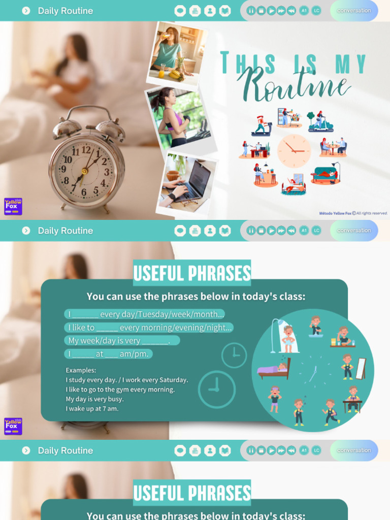 Daily Routine - Lesson Plan A1 - A2 @metodoyellowfox | PDF