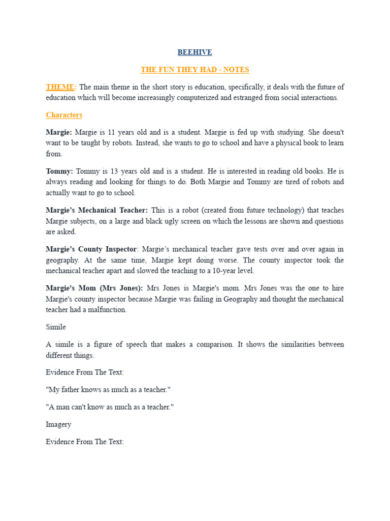 THE FUN THEY HAD | PDF | Cognition