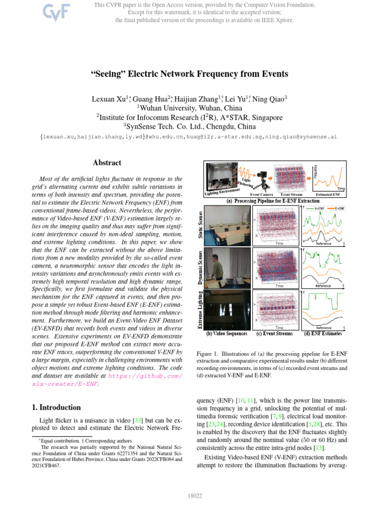 Xu Seeing Electric Network Frequency From Events CVPR 2023 Paper | PDF ...