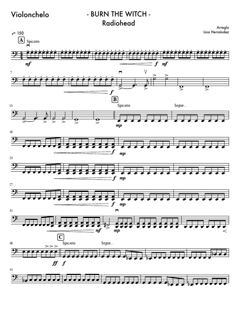 Cello Arrangement of "Burn the Witch" | PDF