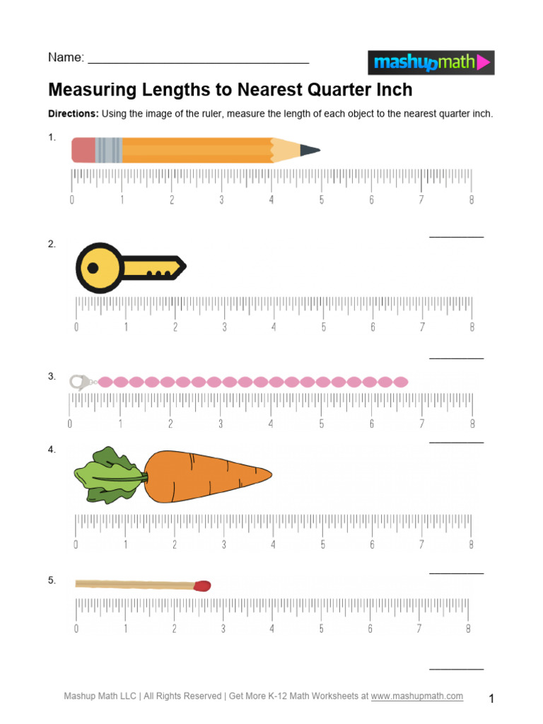 Measure Lengths to Nearest Quarter Inch | PDF