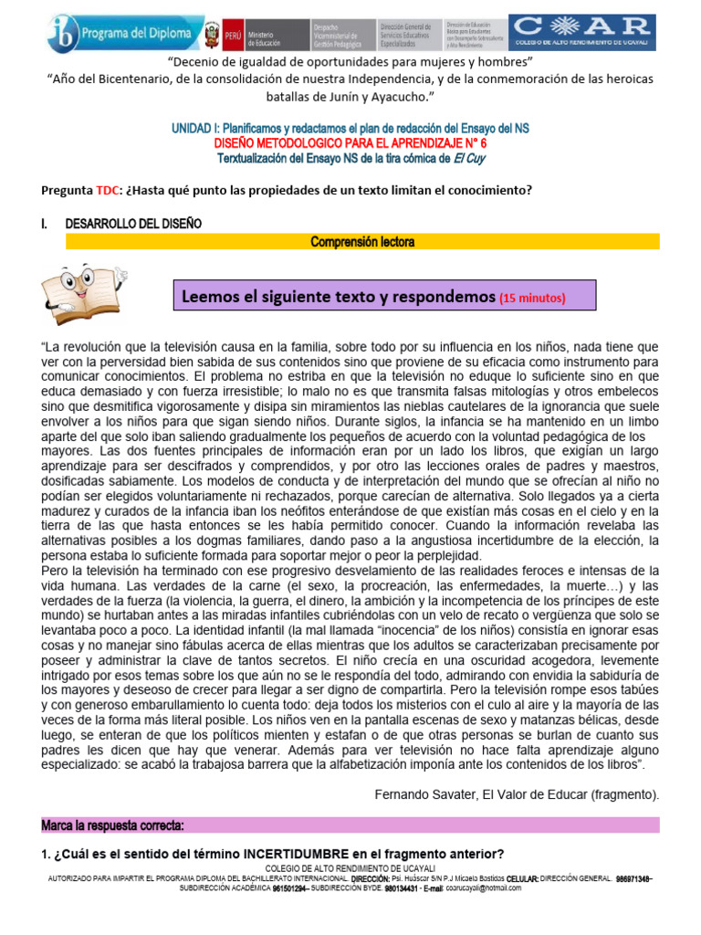 DMpA #6 - 4to. - 2024 | PDF | Ensayos | Mujer