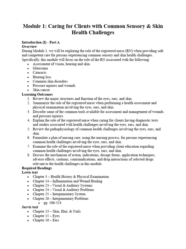 NSGD 2117 - Module 1 Worksheet | PDF | Glaucoma | Melanoma