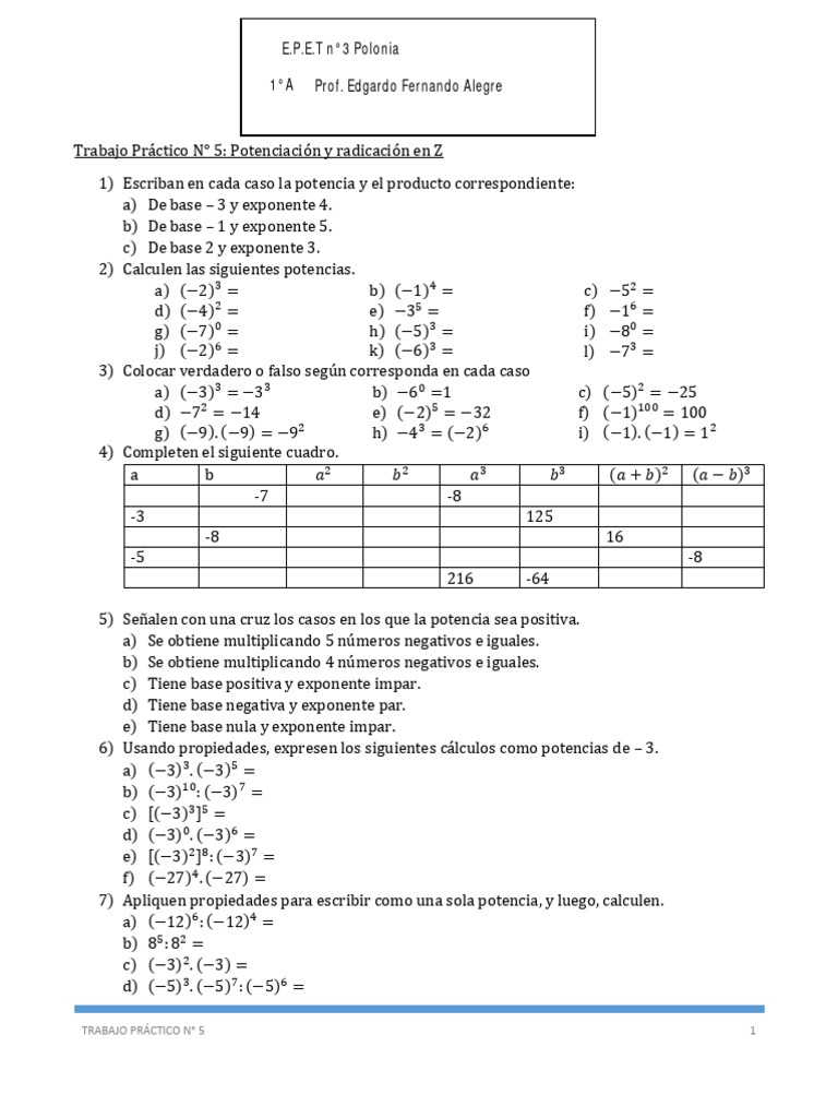 5.T.P 5 Potencia y Radicaci N de N Meros Z | PDF | Análisis complejo | Matemática Elemental