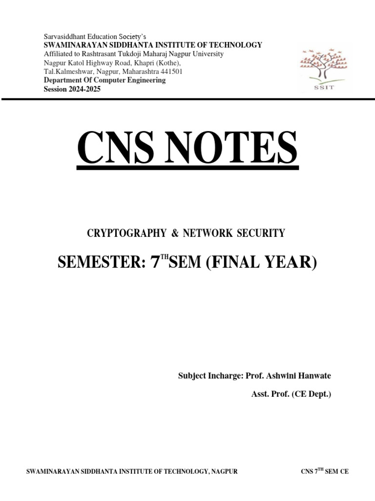 CNS Unit No - 2 | PDF | Cryptography | Encryption