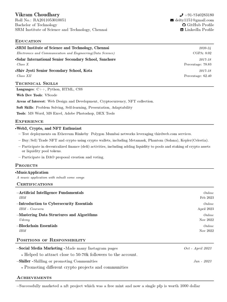 70 ATS Rating Resume Template | PDF | Cryptocurrency | Cyberspace