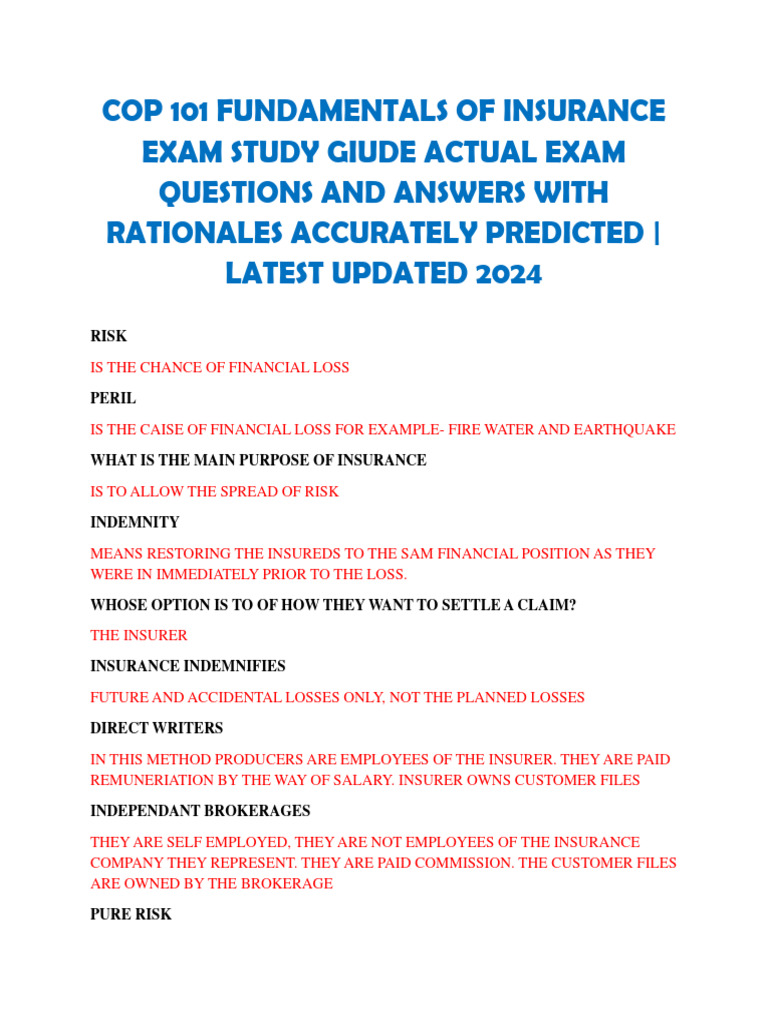 Insurance Exam Study Guide 2024 | PDF | Insurance | Home Insurance