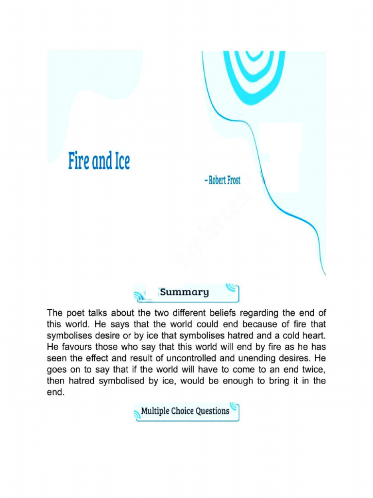 Fire and Ice - Robert Frost | PDF