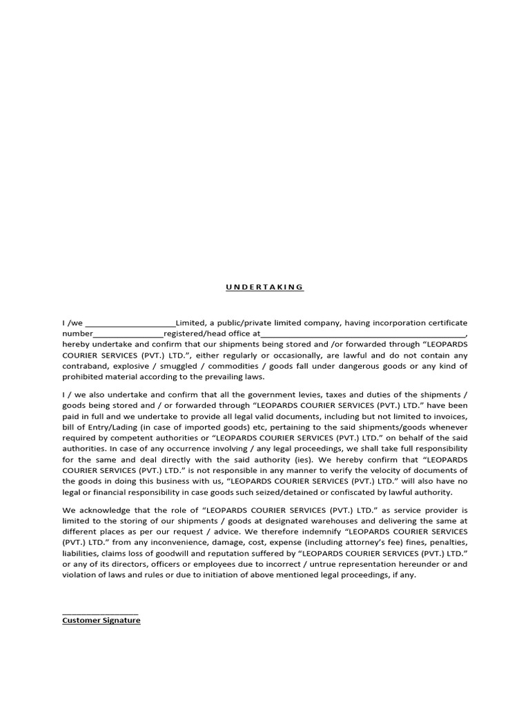 UNDERTAKING | PDF
