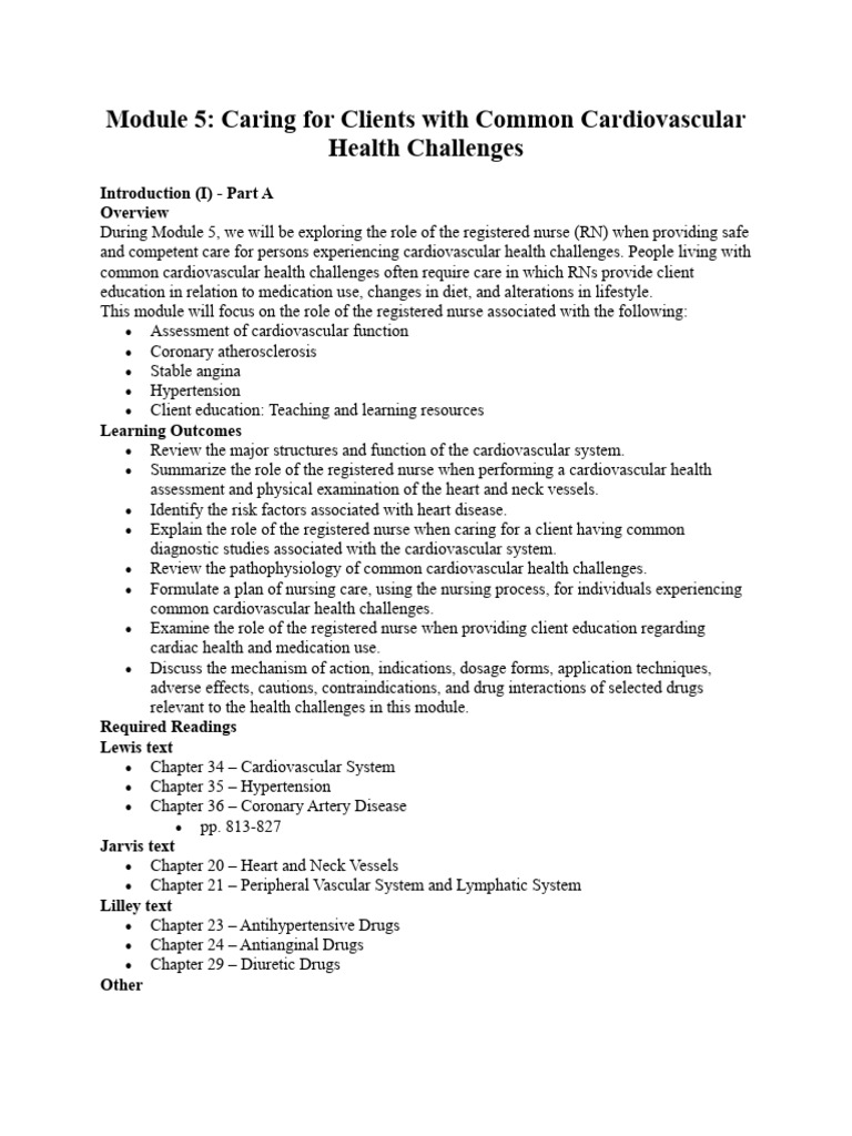 NSGD 2117 - Module 5 Worksheet | PDF | Hypertension | Heart