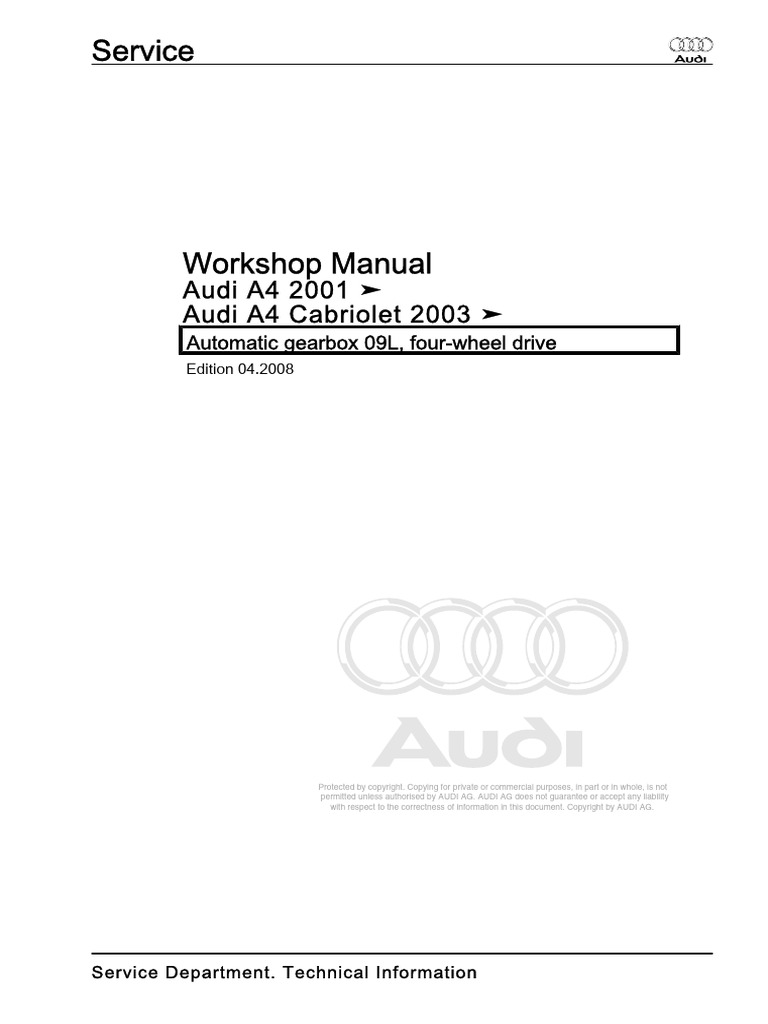 A0059009620-Automatic Gearbox 09L Four-Wheel Drive | PDF | Audi ...