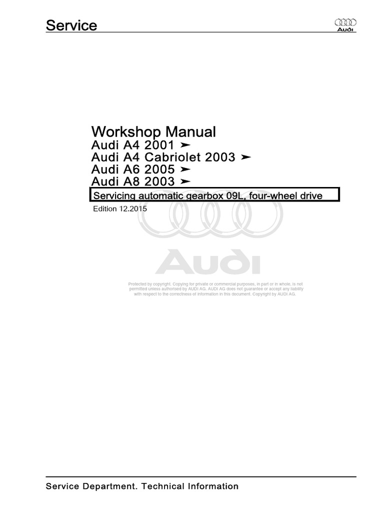 D3E8049058D-Servicing Automatic Gearbox 09L Four-Wheel Drive | PDF ...