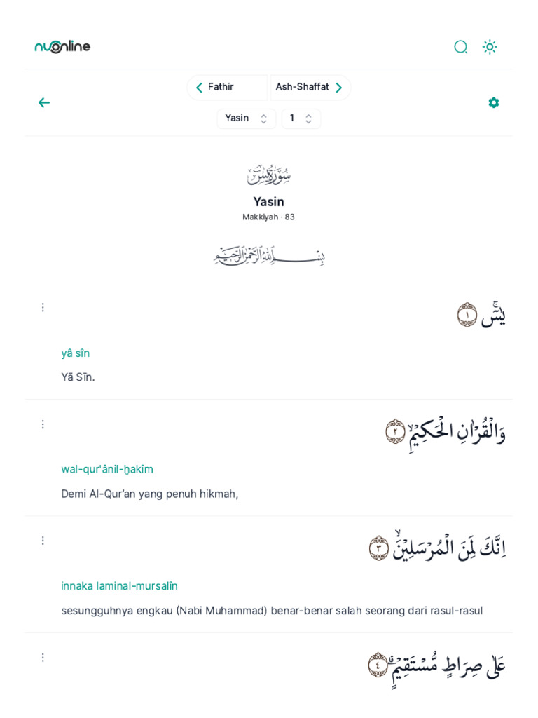 Surat Yasin - Arab, Latin Dan Terjemah Lengkap - Quran NU Online | PDF ...