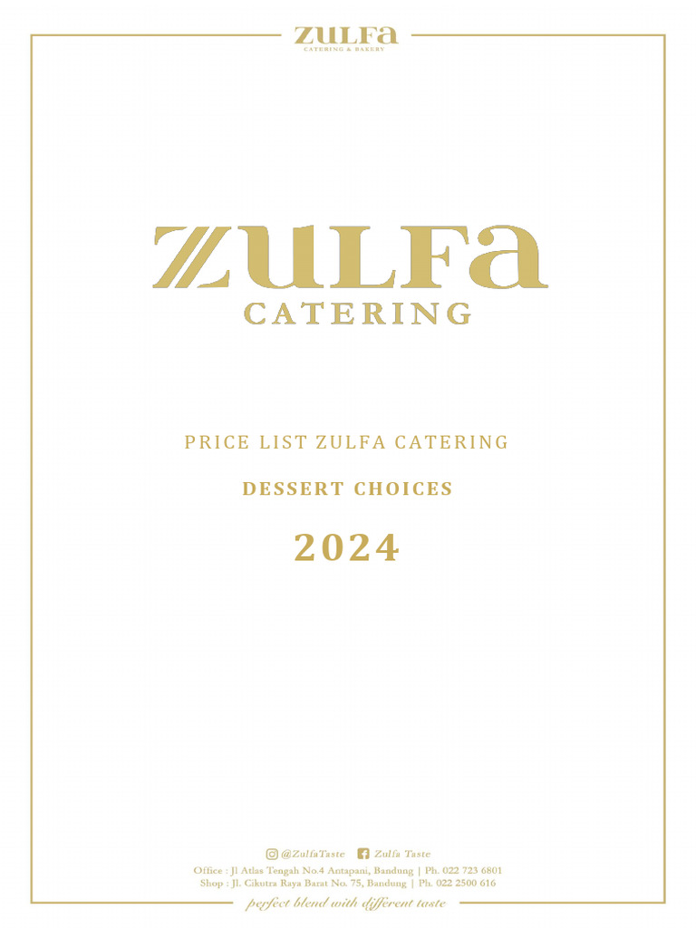 Zulfa - Dessert Wedding Pricelist 2024 | PDF | Desserts | Cakes