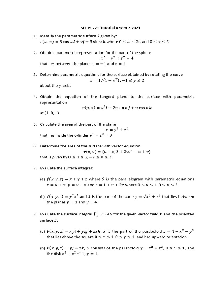 MTHS 221 Tutorial 4 Sem 2 2021 | PDF | Teaching Methods & Materials