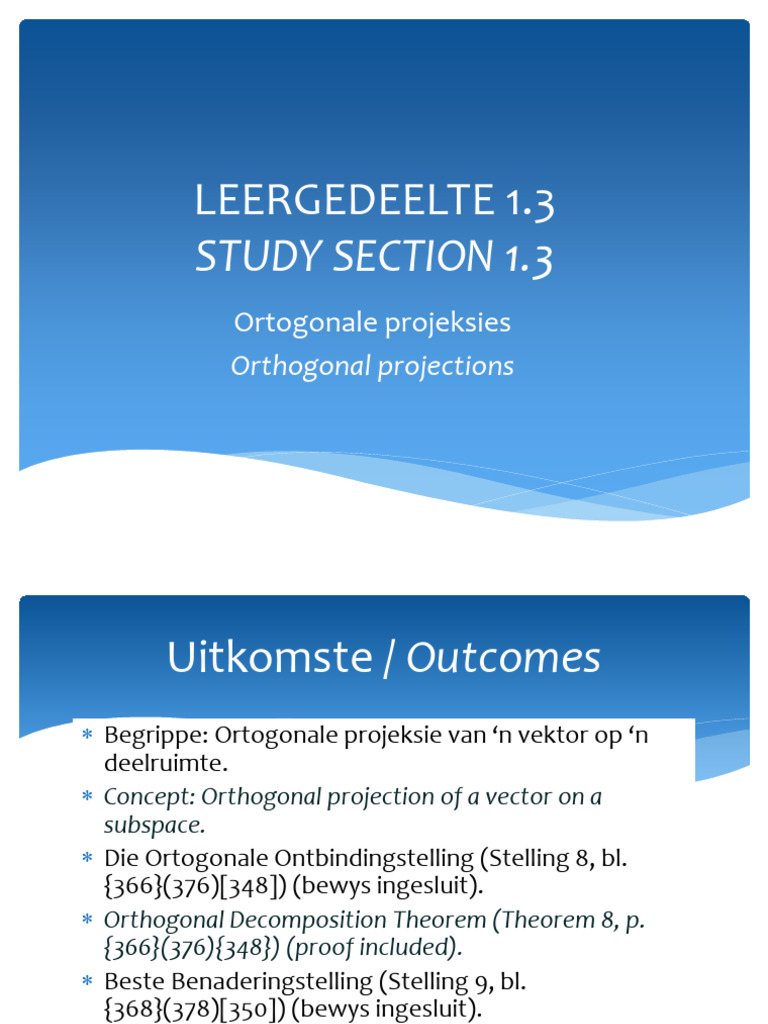 Orthogonal Projections and Theorems | PDF | Linear Algebra | Geometry