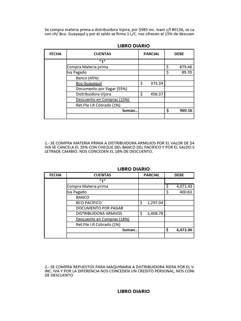 Formato Libro Diario | PDF | Cheque | Bancos